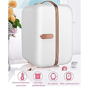 Skincare Fridge Mini Fridge for Skin Care Makeup Cosmetic Bedroom Can Portable Small Refrigerator with Cool Heat Function Charger for Desktop And Travel,White