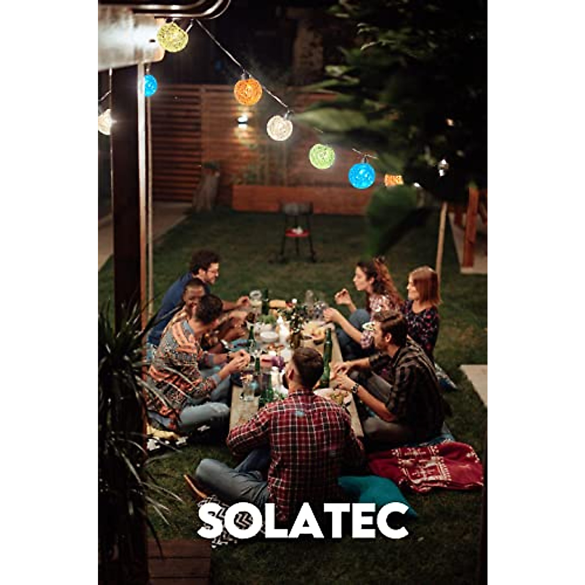 Solatec Led Smart String Lights, Shatterproof 25 RGBW Bulbs Color Changing IP65 Waterproof Light App Control with DIY Color Scenes, Music Modes, Bluetooth 21.2ft Globe Lights for Backyard Porch