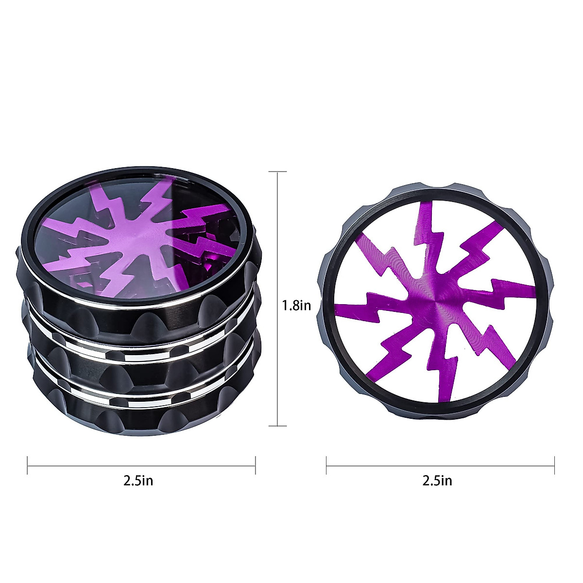 YeJeansion Premium 2.5" Aluminium Grinder, With Black and Purple Lid, Portable and Easy to clean.