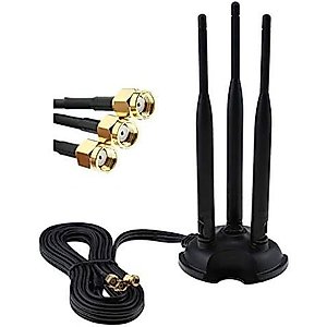 TECHTOO WiFi Antenna Dual Band 2.4GHz - 5.8GHz with RP-SMA Connector Treble Antenna Magnetic Base for Wireless Network Router - USB Adapter - PCI PCIe Cards - Signal Booster - Wireless Range Extender
