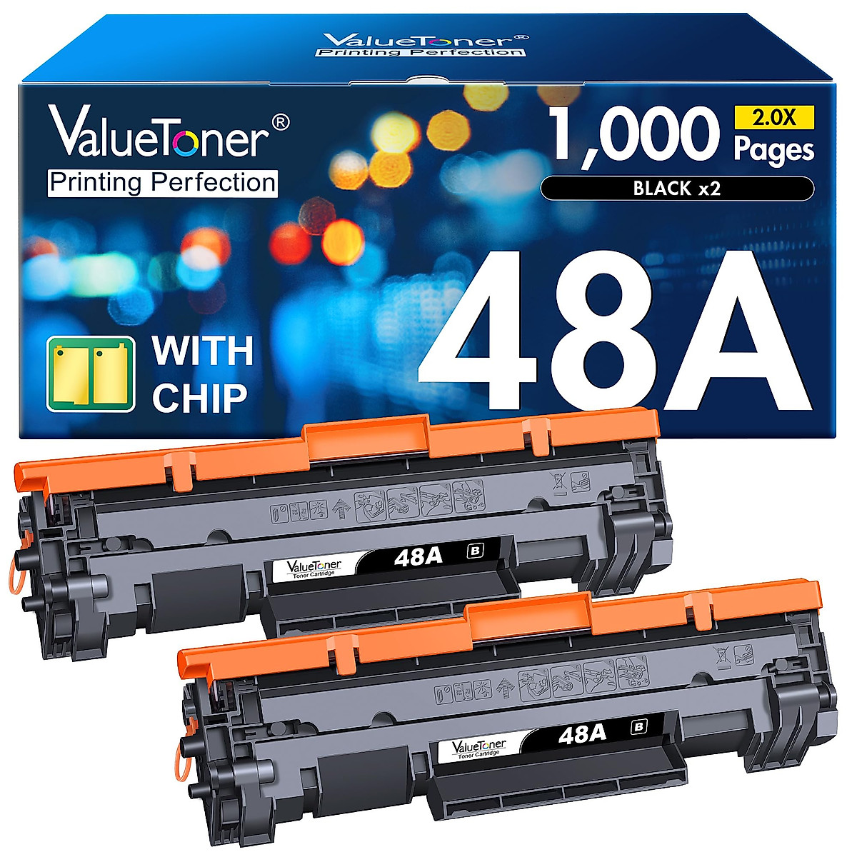 Valuetoner Compatible Toner Cartridge Replacement for HP 48A Toner Cartridge Black CF248A 248A Used for Pro M15w M16a M15a M16w MFP M31w M30w M29w Laser Printer (Black, 2 Pack)