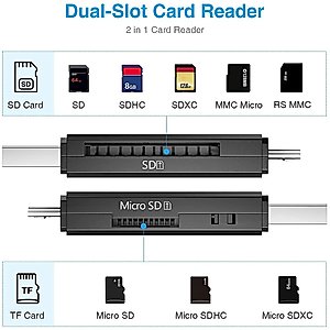 Vanja 3-in-1 SD Card Reader USB-C/USB-A/Micro USB Portable Memory Card Reader Trail Camera SD Card Adapter for SD, SDXC, SDHC, MMC, RS-MMC, Micro SD, Micro SDXC, Micro SDHC and UHS-I Cards