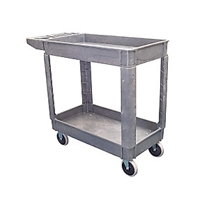 550lb Capacity Heavy Duty Plastic Utility Cart 40" L x 17-1/4" W with Handle 2 Shelves Pake Handling Tools