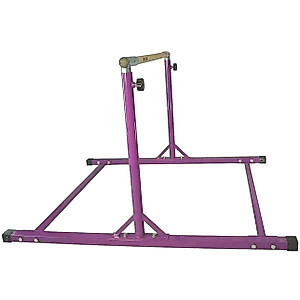Kids Expandable Kip Bar with Tumble Mat Professional Pink Horizontal Gymnastics Asymmetric Bar 4x8 FT Mat Jungle Gym Height Adjustable 3 to 5 FT Purple Mat