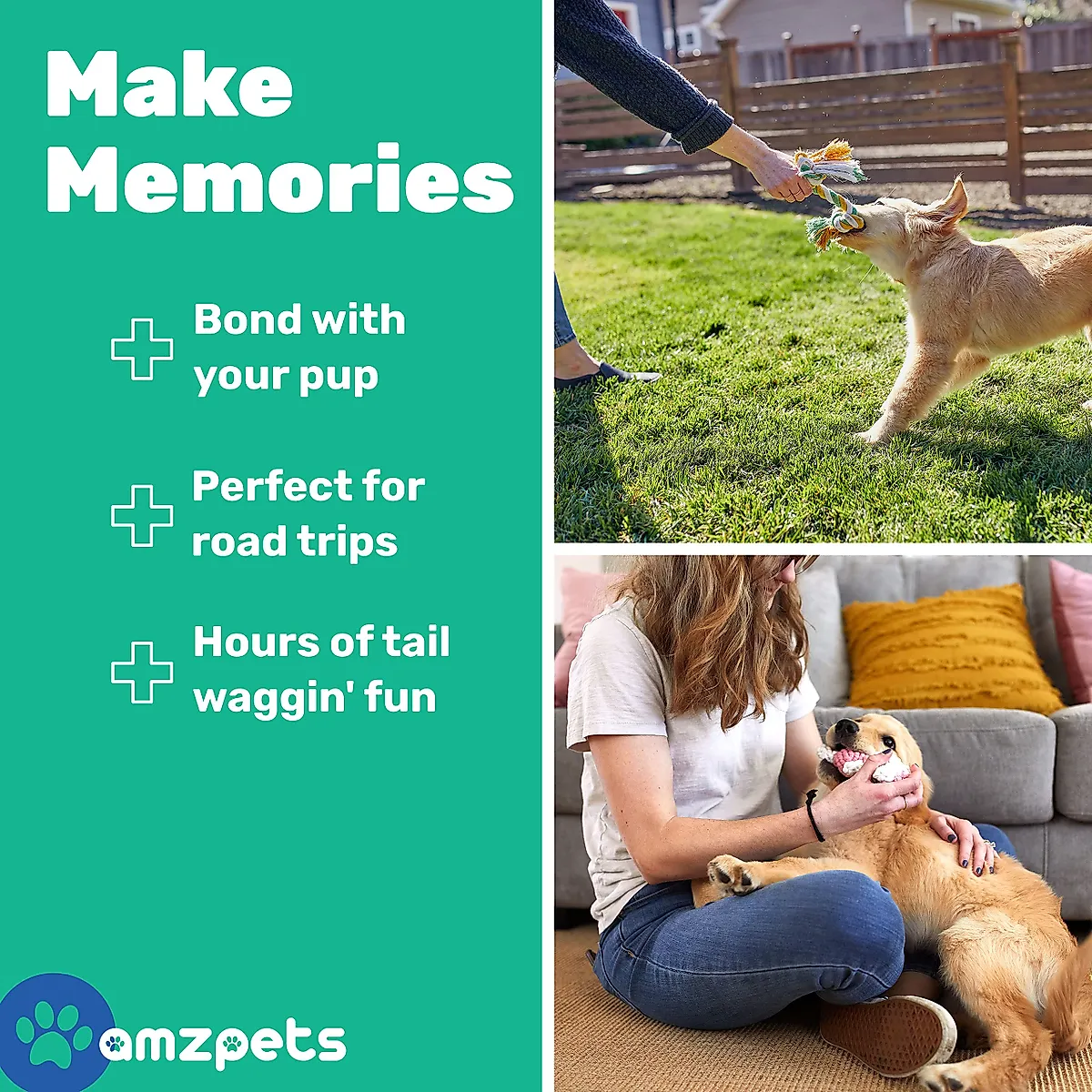 AMZpets 10 Dog Toys for Small Dogs and Puppies, Squeaky Dog Toys Rope Toys for Plush Games, with Chewing Ropes/Balls/Rubber Bone/Carry Bag, Variety Playing Toys Set for Toss and Tug Play