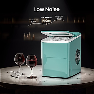 Crzoe Countertop Ice Maker, Small Ice Maker Machine One-Click Operation Ice Maker Countertop with Self-cleaning, 2 Sizes of Bullet Ice, 27Lbs/24H for Counter Top Ice Maker Home Office Bar Party(Green)