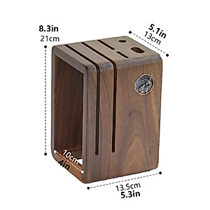 Large Capacity Wooden Knife Block，Household Knife Holder Without Knives Walnut Material，Ventilation Design Countertop Knife Storage Space Saver (Color : Black walnut)