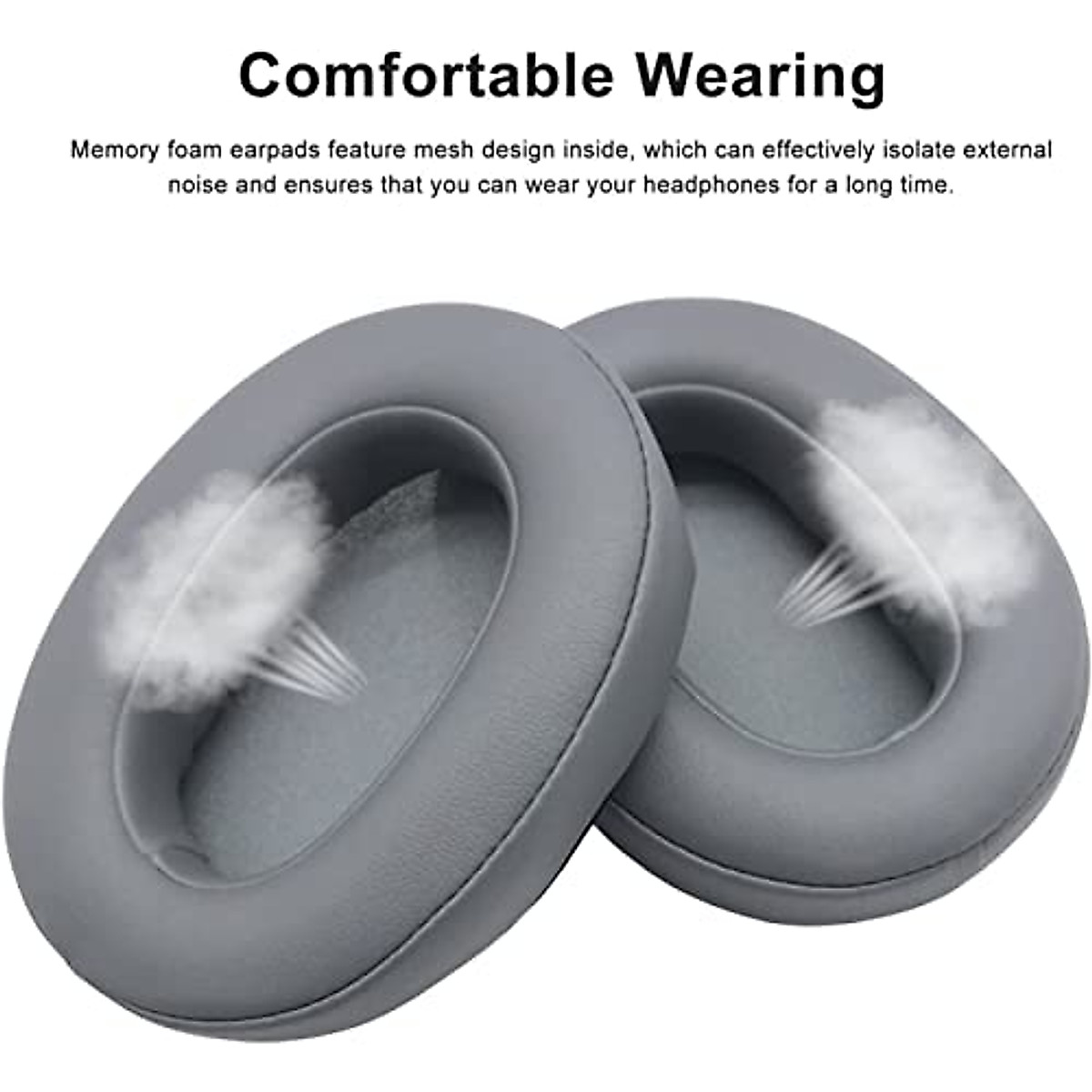 WH-XB900N Replacement Ear Pads Potein Leather Earpads Cover Quite-Comfort Sponge Ear Cushion Pad Earmuff Repair Parts Compatible with WH-XB900N On-Ear Headphone(Grey