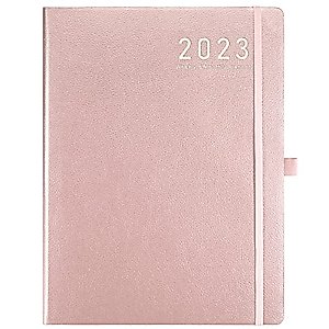 Planner 2023 - 2023 Weekly Monthly Planner, Jan 2023- Dec 2023, 8.5" x 11", Leather Cover with Thick Paper, Back Pocket with Notes Pages - Rose Gold