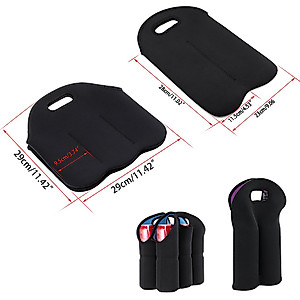 Hipiwe Set of 2 - Insulated Neoprene Wine Carrier Tote Bag + 6 Pack Beer Water Can Carrier Tote Bottle Holder Bottle Cooler Bag - Perfect for Travel with Secure Carry Handle