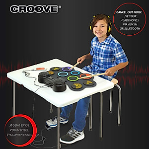 Electronic Drum Set for Kids - 9 Pads, 2 Pedals & 2 Sticks, Headphone Jack in Drumset Kit - Rechargeable Electric Drums Pad for Kid Age 8-12 - Gifts for Boys & Girls Ages 7 8 9 10 11 12 13+ Year Old