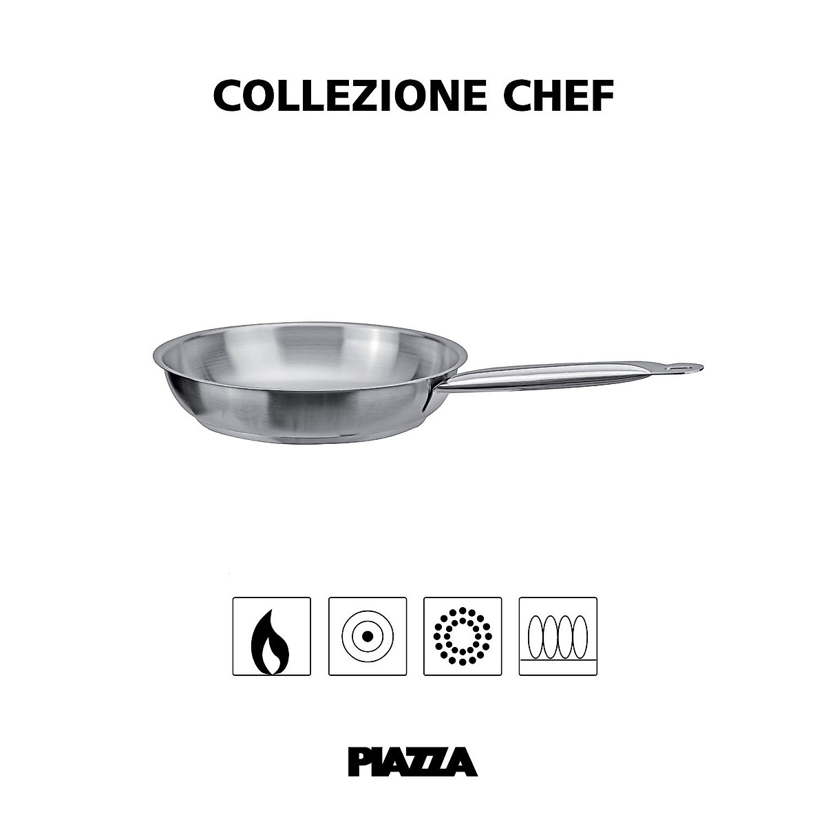 Piazza Chef Collection Stainless Steel Fry Pan, 24 cm / 9.5 Inch