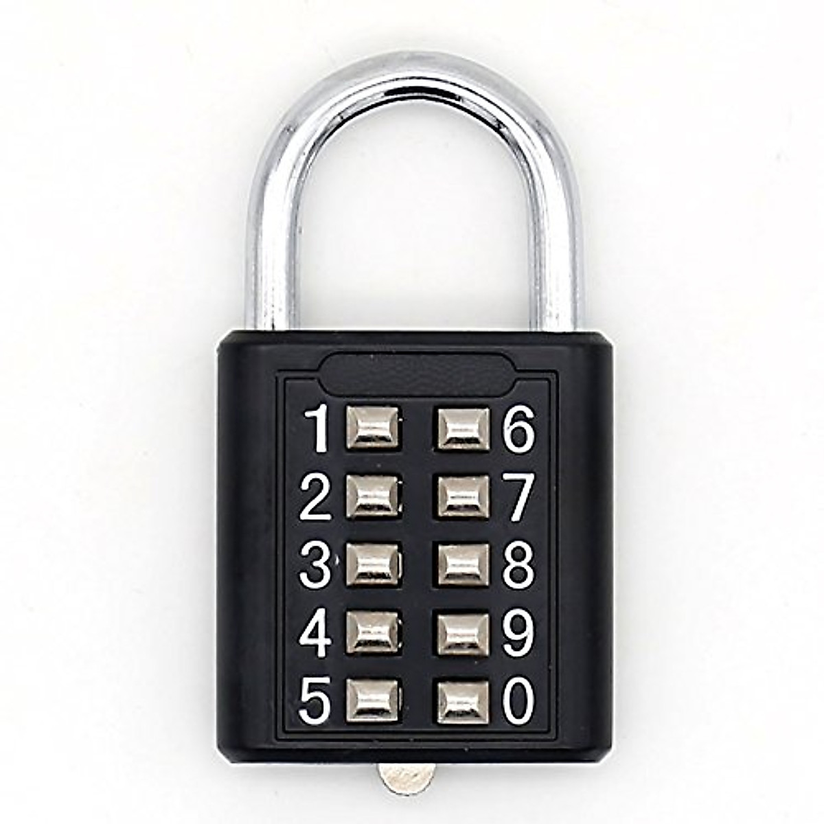 MIONI 10 Digit Push Button Combination Padlock, 5 Digit Locking Mechanism, Black