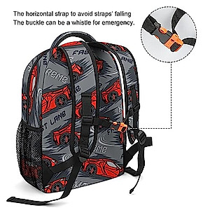 MEIKKO Abstract Speed Race Car Backpack Cartoon Large Computer Bags with Chest Strap,Lightweight Casual Daypack for Women Men Hiking Travel Work and Business 16 Inch