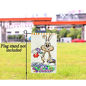 Welcome Easter Garden Flag 12 x 18 Inch Vertical Double Sided Rabbit Bunny Garden Flag Decorative Outside Yard Outdoor Farmhouse Easter Decorations