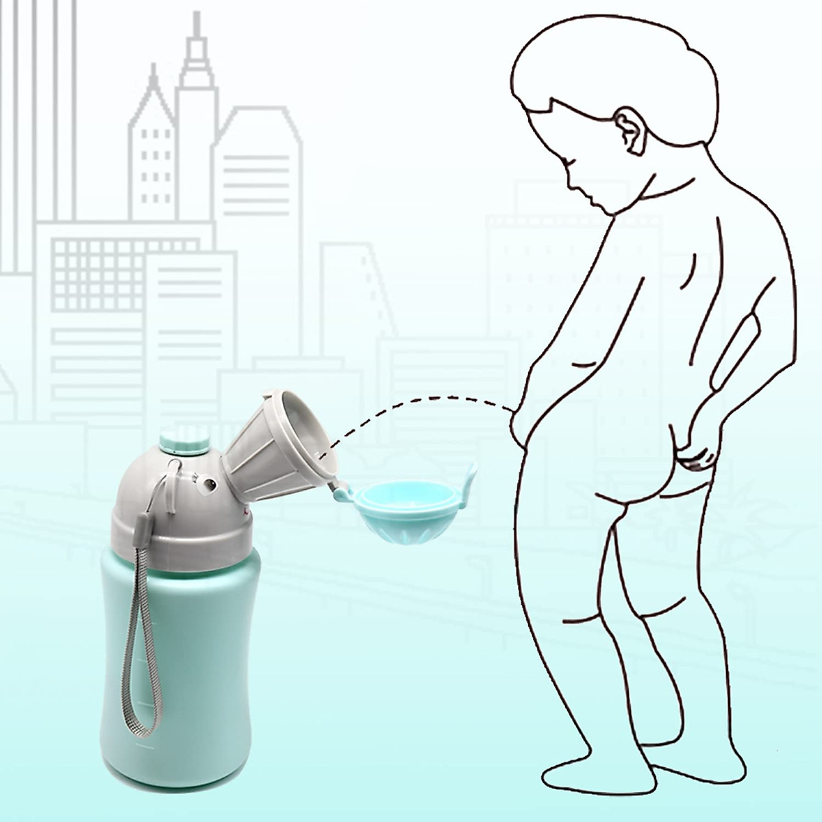 Pee Bottle for Kids - Travel Urinal Portable Potty Pee Cup for Girl Child Toddler Baby Urinal Emergency Toilet for Car Travel Road Trip Essentials Camping Potty Pee Training Leak Proof
