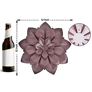 EASICUTI Brown Metal Flower Wall Art Decor Hanging For Indoor Outdoor Home Bathroom Kitchen Dining Room Bedroom Living Room Office Or Wall Sculptures 12 Inch