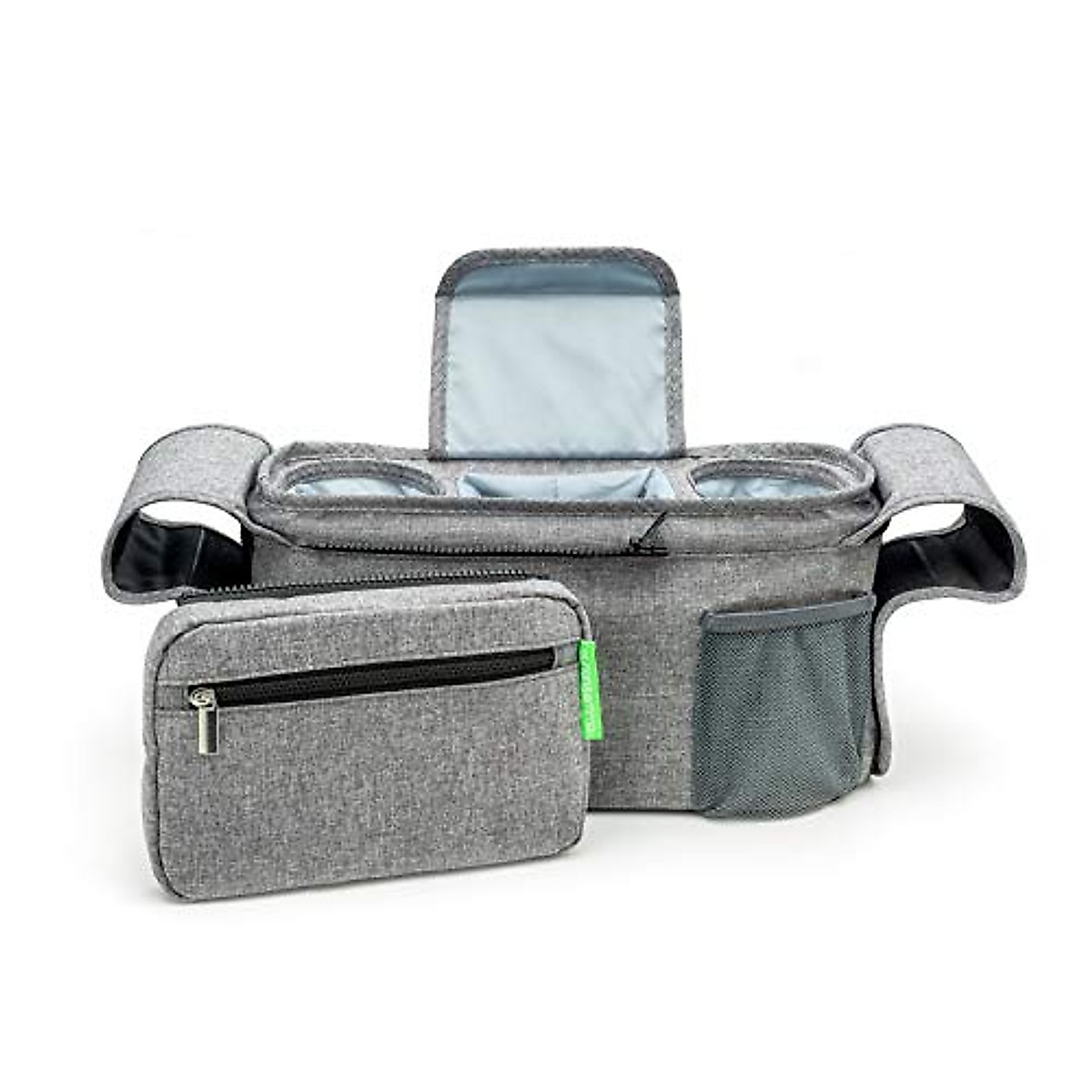 Ethan & Emma Universal Baby Stroller Organizer with Insulated Cup Holders for Smart Moms. Diaper Storage, Secure Straps, Detachable Bag, Pockets for Phone, Keys, Toys. Compact Design Fit All Strollers