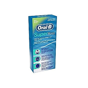 Oral-B Super Floss Mint Dental Floss for Braces Bridges - 50 Strips (Pack of 6)