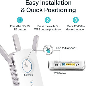 TP-Link AC1750 WiFi Extender (RE450), PCMag Editor's Choice, Up to 1750Mbps, Dual Band WiFi Repeater, Internet Booster, Extend WiFi Range further