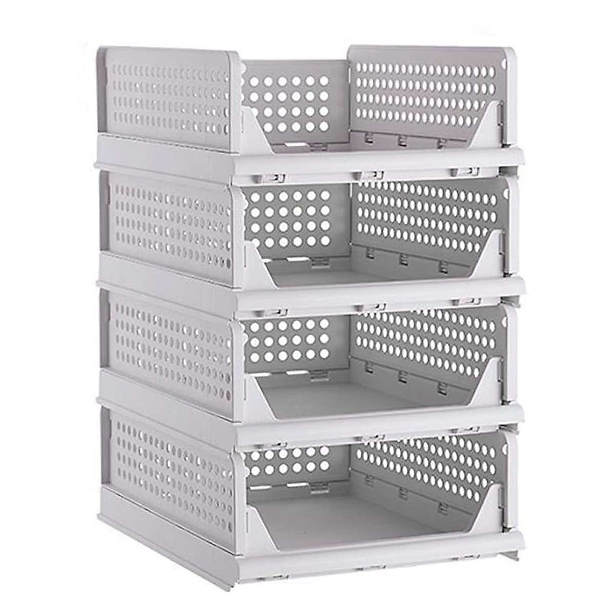 PTBSZCWY Closet Organizers and Storage Shelves, Stackable Storage Bins, Plastic Clothes Organizer, Stackable Drawers for Clothes (White, 5.5 Tall)