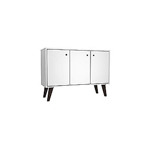 Manhattan Comfort Bromma Mid Century 3 Door Sideboard Buffet Cabinet, White