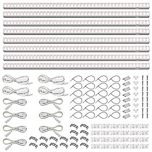 Barrina T5 Grow Lights, Full Spectrum, 4ft 160W (8 x 20W, 1000W Equivalent), LED Grow Light Bulbs, Plant Lights for Indoor Plants, Greenhouse, Plug and Play, Pinkish White, 8-Pack