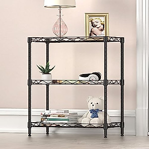 SINGAYE 3 Shelf Wire Shelving Unit Adjustable Storage Shelving 21.26”W x 11.41”D x 22.83”H (Black)
