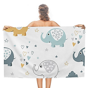 with Elephants Microfiber Absorbent Lightweight Beach Towels Fast Dry Oversized Sand Free Beach Blanket 31x51in for Swimming Camping Travel Gym and Yoga