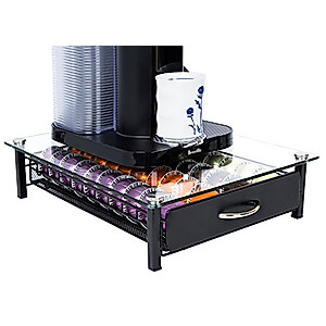 Insight Nespresso Vertuoline Coffee Pod Holder (Holds 40 Vertuo Coffee or Espresso Capsules)-- Tempered Glass Drawer (Coffee pods NOT Included. Does NOT fit K-Cups)