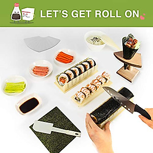 TantivyBo 16 In 1 Sushi Making Kit Deluxe Edition, Sushi Maker Set with Complete 8 Shapes Sushi Rice Mold & Temaki Roller, Easy Home DIY Sushi Tool for Beginners, Instruction Manuel Included