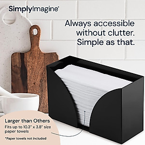 SimplyImagine Countertop Paper Towel Holder Dispenser - Black Acrylic Storage Holder for Kitchen or Bathroom Use for Multifold, C Fold, Trifold, Z Fold Hand Towel Napkins - Commercial or Home Use