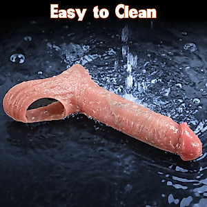 Adult Sex Toys 2.6'' Penis Sleeve - Sex Toys for Men Realistic Cock Ring Extender, Mens Sex Toys Silicone Cock Sleeve for Erection Extension Enlargement, Male Sex Toys Penis Enlarger, Sex Toys Men