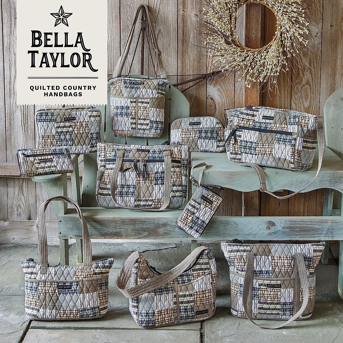 Bella Taylor Cell Phone Wristlet Wallet for Women with Smartphone Pocket and RFID Protection, Ashmont Grey Patchwork