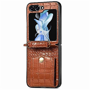 phone flip case 2 in 1 Wallet Case Compatible with Samsung Galaxy Z Flip 5 Wallet Case with Card Holder ,PU Leather Protective Flip Phone Cover Fashion Crossbody Strap Phone Case phone screen protecti