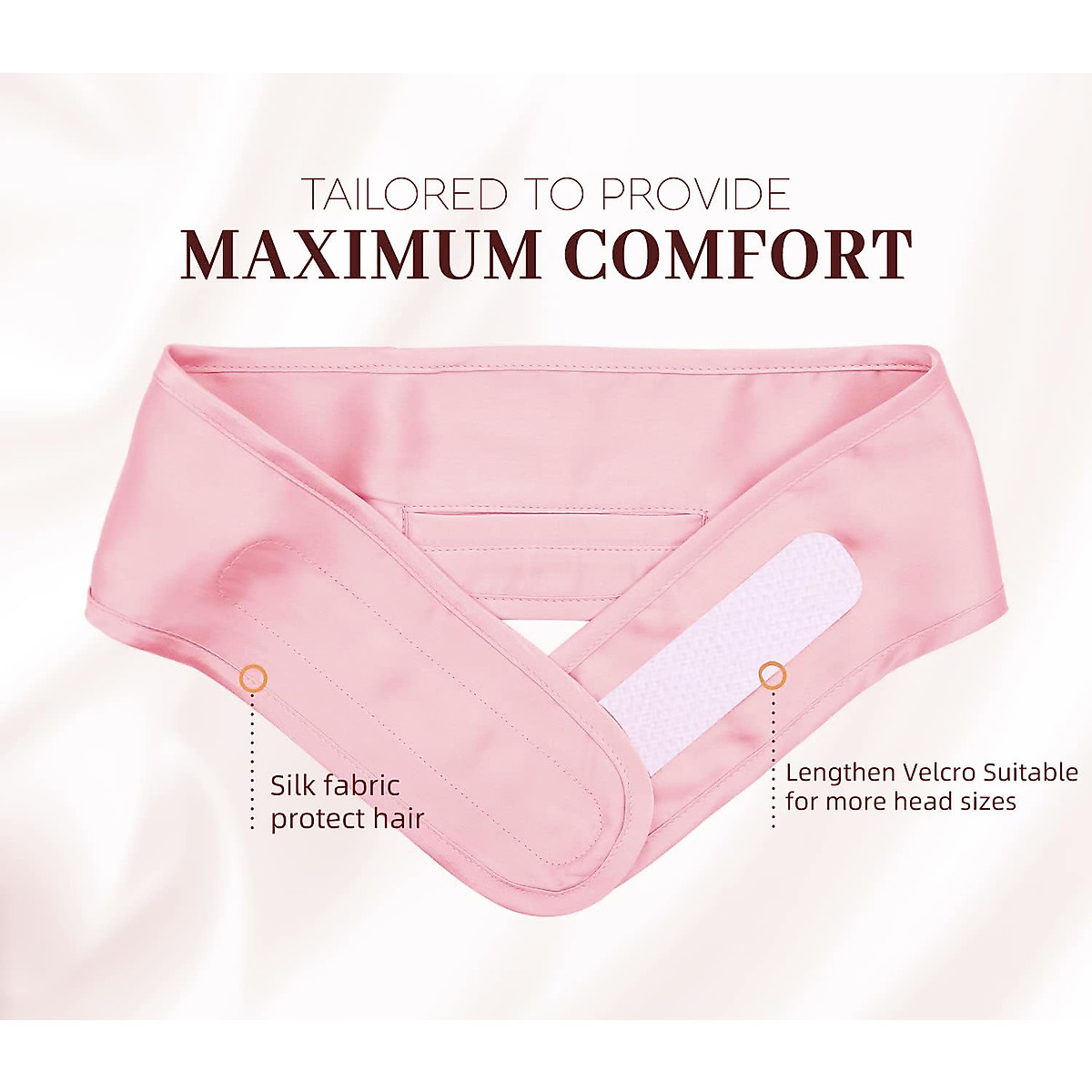 FANTASTIC HOUSE Silk Spa Headbands for Washing Face, 100% Mulberry Silk Scarf for Hair Wrapping, Adjustable Ponytail Face Wash Headbands for Women and Girls for Sleep, Makeup, Sport