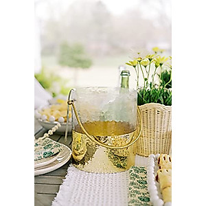 Mud Pie Ice Set, Bucket 8 x 7 Dia | Tongs 6 1/2", 1/2" 1/2" 1/2", Gold and Clear