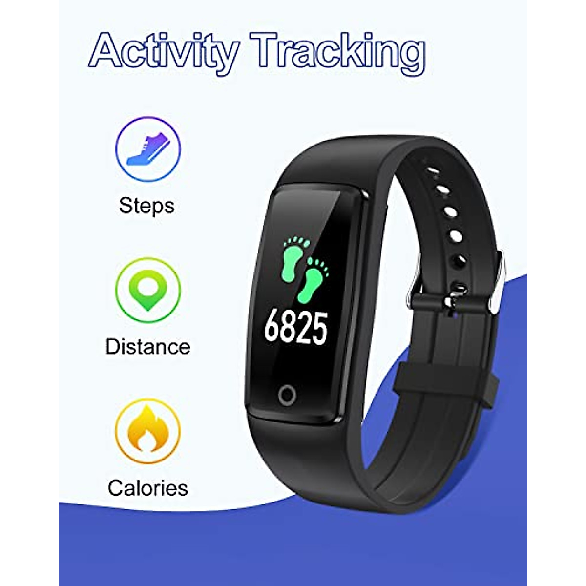 GRV Fitness Tracker Non Bluetooth Fitness Watch No App No Phone Required Waterproof Pedometer Watch with Steps Calories Counter Sleep Tracker for Men Women Kids Parents (Black)