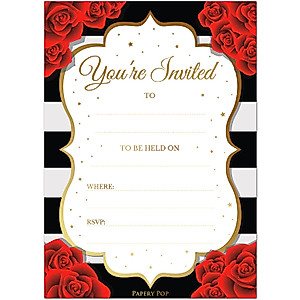 Papery Pop 30 Invitations with Envelopes - Bridal Shower Invitations, Wedding Shower Invitations, Bachelorette Party Invitations, Birthday Invitations