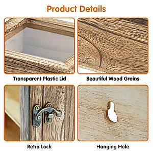 Wedding Gift Shadow Box Kit, 11” x 11” and 6” x 6” Wooden Shadow Boxes, Desktop Display Case with Transparent Lid, Wall Hanging Shadow Box Frame, Memory Box for Photos, Figurines, Jewelry, Tickets