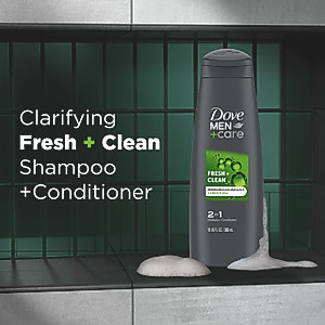 Dove Men+Care Fortifying 2 in 1 Shampoo and Conditioner for Normal to Oily Hair Fresh and Clean with Caffeine Helps Strengthen and Nourish Hair 12 oz