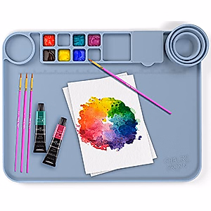 Silicone Craft Mat Silicone Art Mat with Cup Silicone Mats for Crafts - Craft Silicone Mat Silicone Painting Mat - Thick Large Silicone Artist Mat with Cup and Raised Edge for Painting (17.7"x13.7")