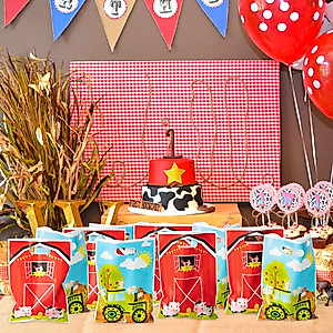 A1diee 60Pcs Farm Animals Party Favor Goodie Treat Bags Cow Chick Barnyard Animals Themed Snack Candy Plastic Bag for Birthday Party Decorations Supplies Farmhouse Gift Bags for Girls Kids Baby Shower