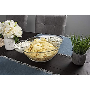 Summer at the Shore Double Dip Bowl, Perfect for Chips or Vegetables, Party Planning Accessory, Space-Saving Trendy Design, Clear Chips and Dip Server One Size