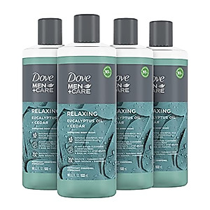 Dove Men+Care Body Wash for a refreshing shower experience Eucalyptus Cedar Body Wash for Men, 18 Fl Oz (Pack of 4)