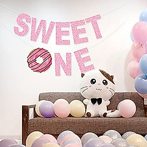 Morndew 2 Set Rose Gold Glitter Sweet One/1st Colourful Banner for Kids First Birthday Party Baby Shower Gender Reveal Party Bunting Decoration