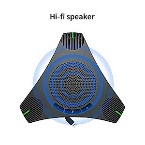 Conference Microphone Omnidirectional USB Speakerphone Microphone for 8-10 People Business Conference,360° Omnidirectional Microphone Intelligent DSP Noise Reduction for Video Meeting (Gray)