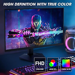 KOORUI 24 Inch Gaming Monitor, 165Hz IPS 1080p 1ms Adaptive Sync, Frameless, HDMI, DisplayPort, Tilt Adjustable, Eye Care, VESA Wall Mount， Black