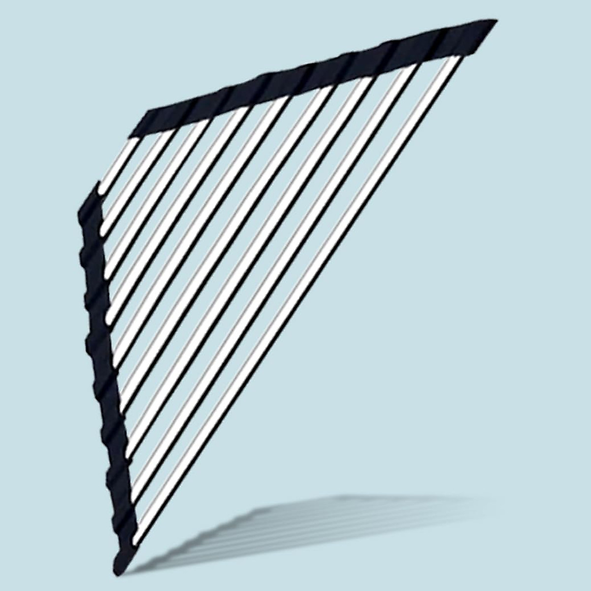 ALIMART Roll Up Dish Drying Rack and Triangle for Sink,over the Sink , Kitchen Corner Drainer Mat, Foldable Stainless Steel (Triangle) Silver