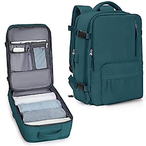 VECAVE Travel Backpack,Carry On Backpack for Women,Airline Flight Approved Waterproof 14 Inch Laptop Backpack with Shoe Compartment Casual Daypack Backpacks PeacockBlue